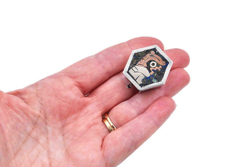 Vintage Taxco Sterling Silver and Stone Chip Inlay Hinged Pill | Etsy