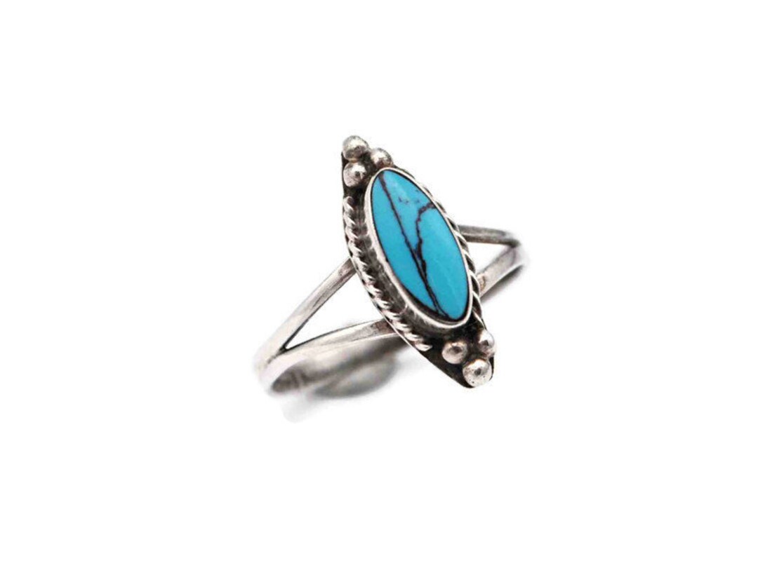 Vintage Taxco Sterling Silver and Black Vein Blue Turquoise Ring ...