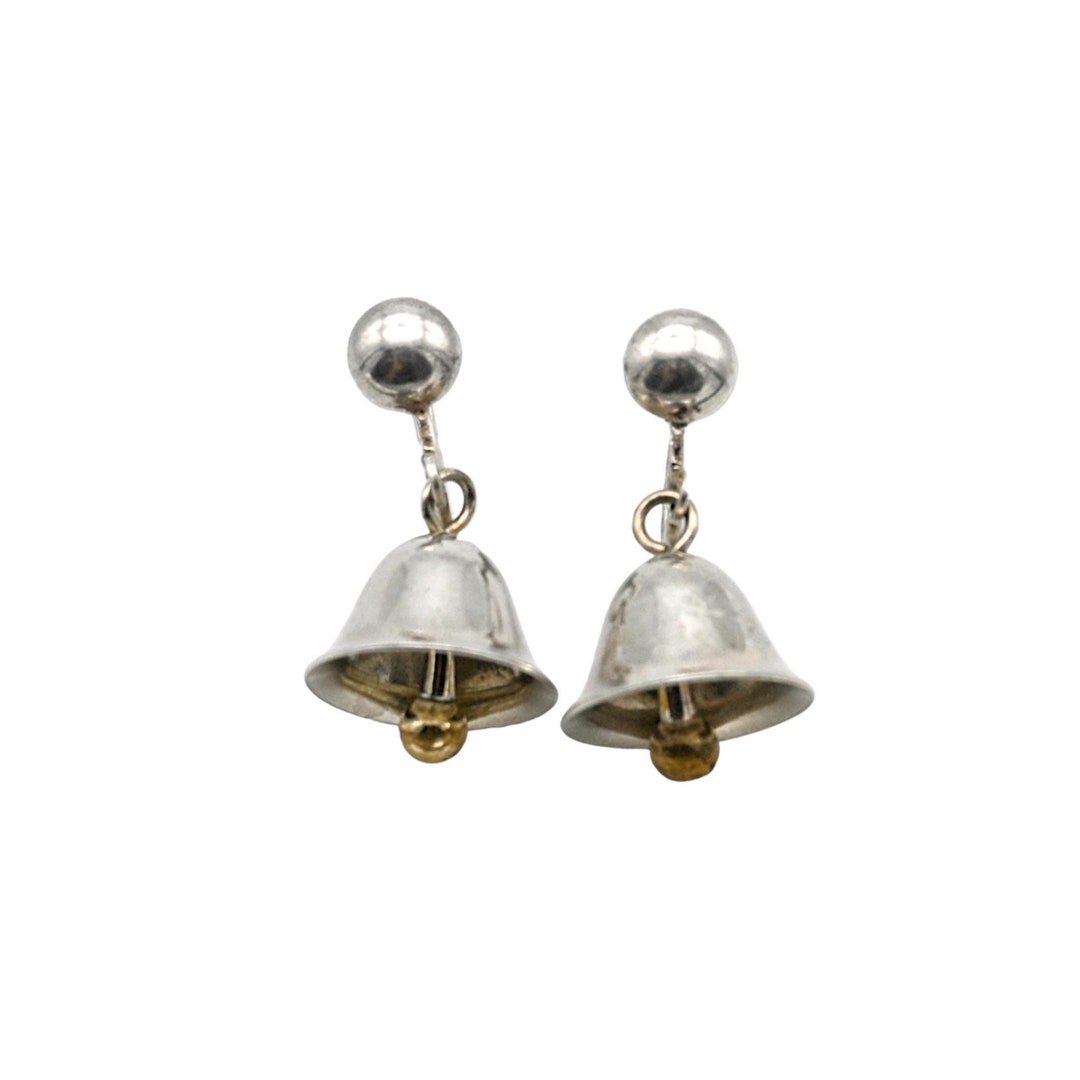 Vintage Sterling Silver Ringing Bells Screw Back Earrings Gold Ringers ...