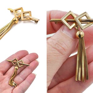 Vintage Forstner 12K Gold Filled Bar Pin Tassel Brooch Pin - Double ...