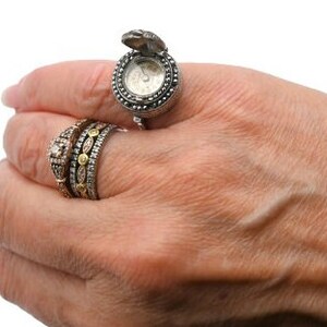 Vintage Bucherer Silver & Marcasite Ladies Swiss Watch Ring - 17 Jewels ...