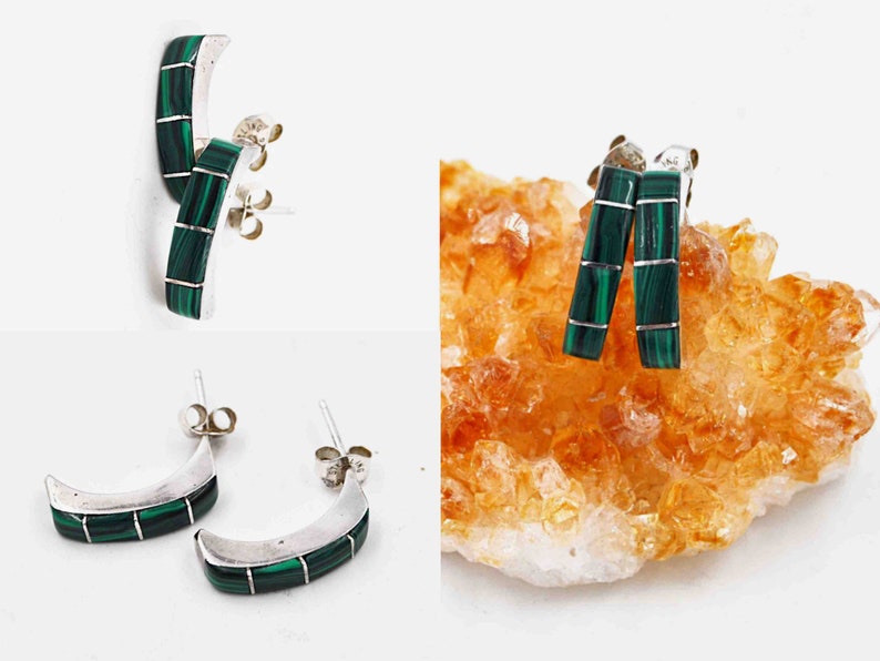 Vintage Navajo George Kee Sterling Silver Malachite Channel - Etsy