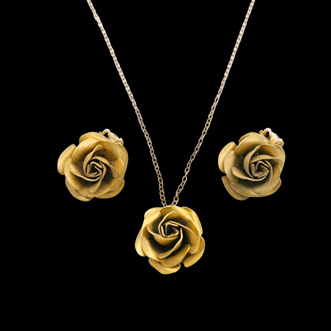 Vintage Lewis Segal California 12K Yellow Gold Filled Rose Flower ...