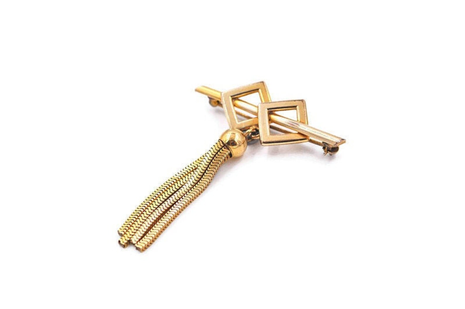 Vintage Forstner 12K Gold Filled Bar Pin Tassel Brooch Pin - Double ...