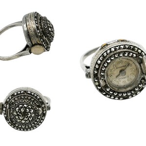 Vintage Bucherer Silver & Marcasite Ladies Swiss Watch Ring - 17 Jewels ...