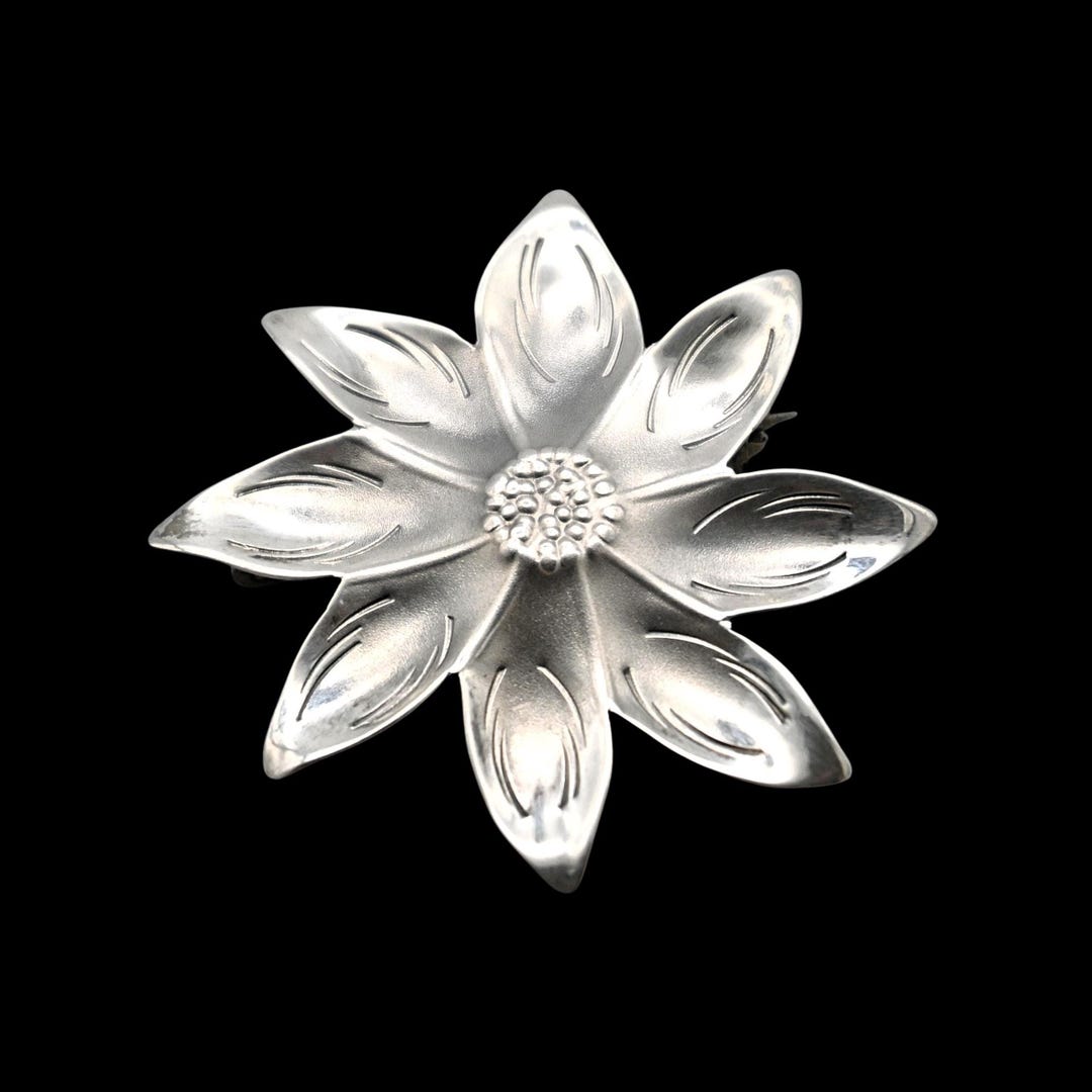 Vintage Stuart Nye Sterling Silver Poinsettia Flower Brooch Pin ...