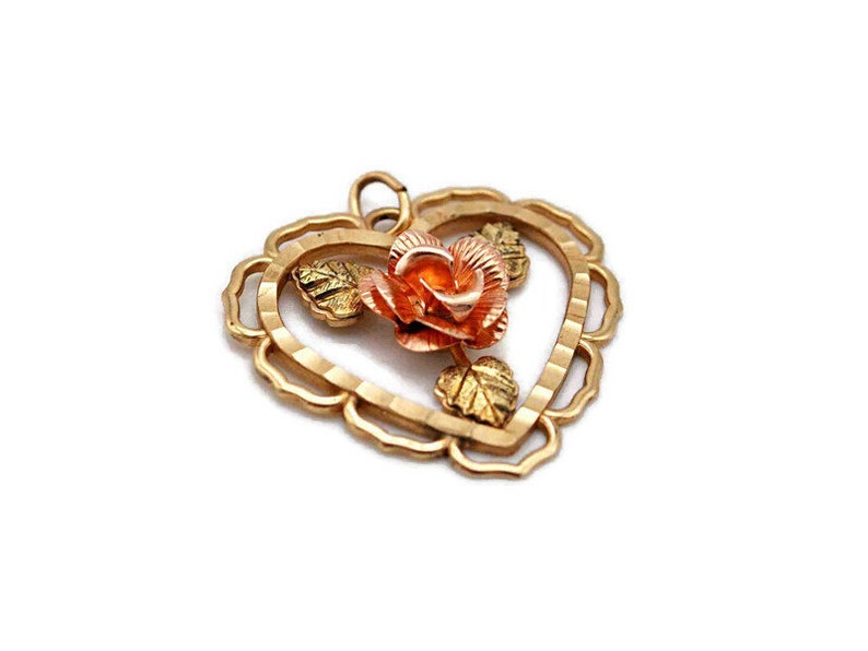 Vintage Black Hills Gold 10K Tri-color Rose Flower and Leaves | Etsy