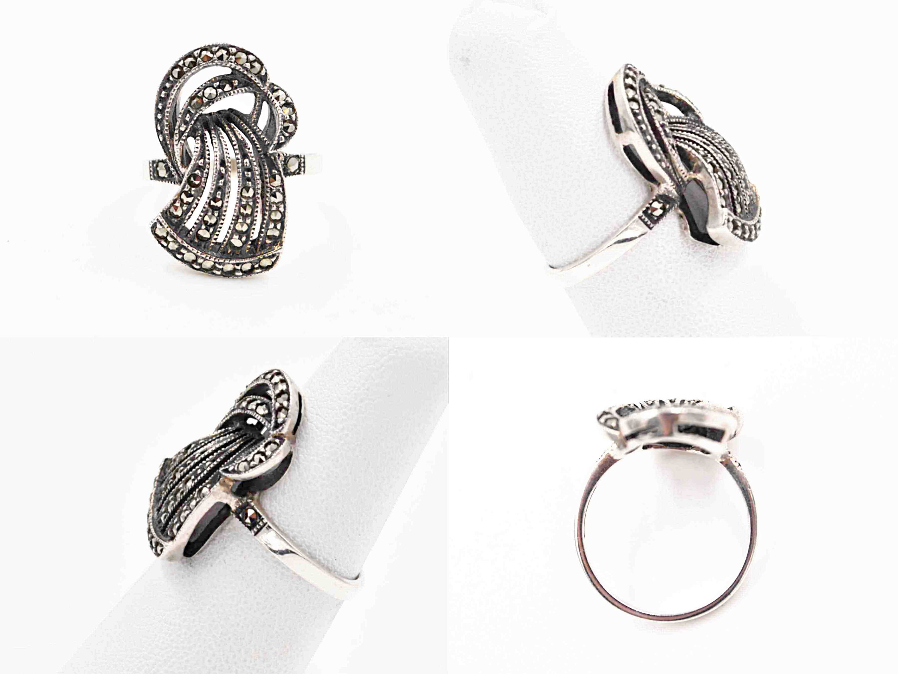 Vintage Judith Jack Sterling Silver & Marcasite Waterfall Ring ...