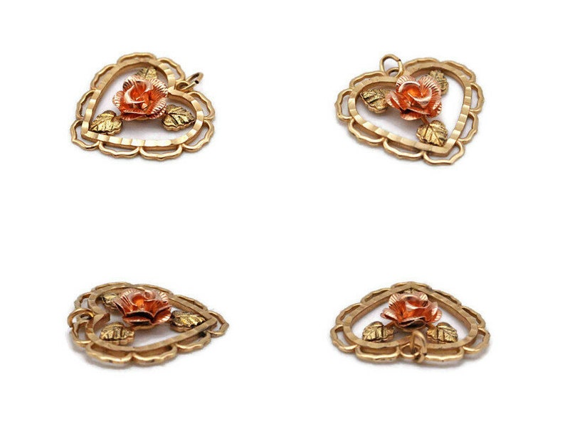 Vintage Black Hills Gold 10K Tri-color Rose Flower and Leaves | Etsy