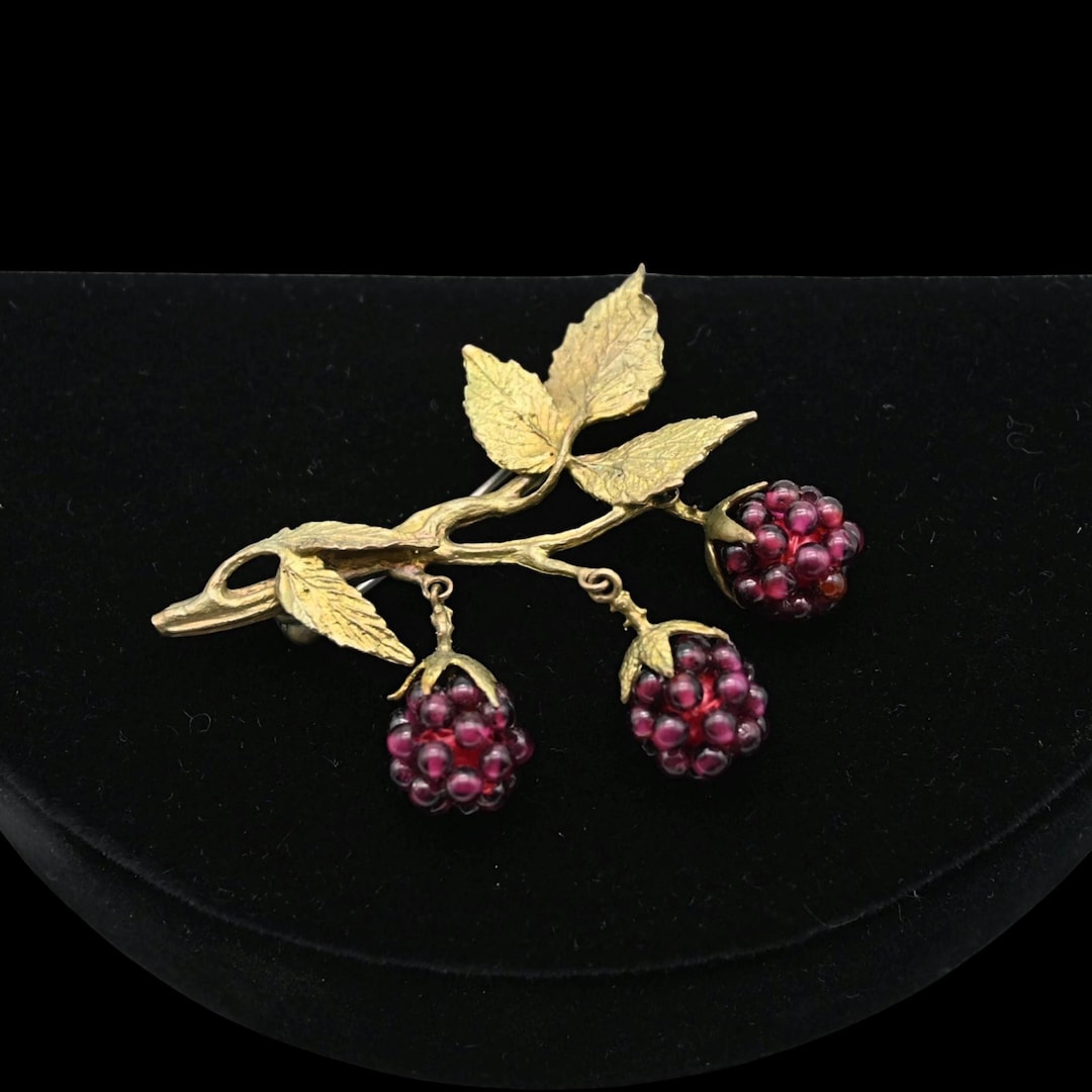 Vintage Red Garnet Raspberry Cluster Dangle Brooch Pin - Beaded ...