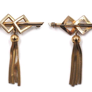 Vintage Forstner 12K Gold Filled Bar Pin Tassel Brooch Pin - Double ...