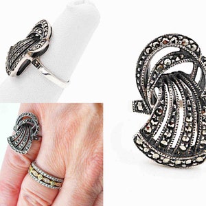 Vintage Judith Jack Sterling Silver & Marcasite Waterfall Ring ...