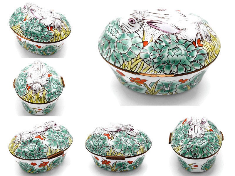Home & Living Enamel On Copper Hinged Asian Trinket Box Bill Yee ...