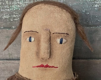 Vintage Prim Dolls, Homespun Fabric Dress, Handmade Rustic Country ...