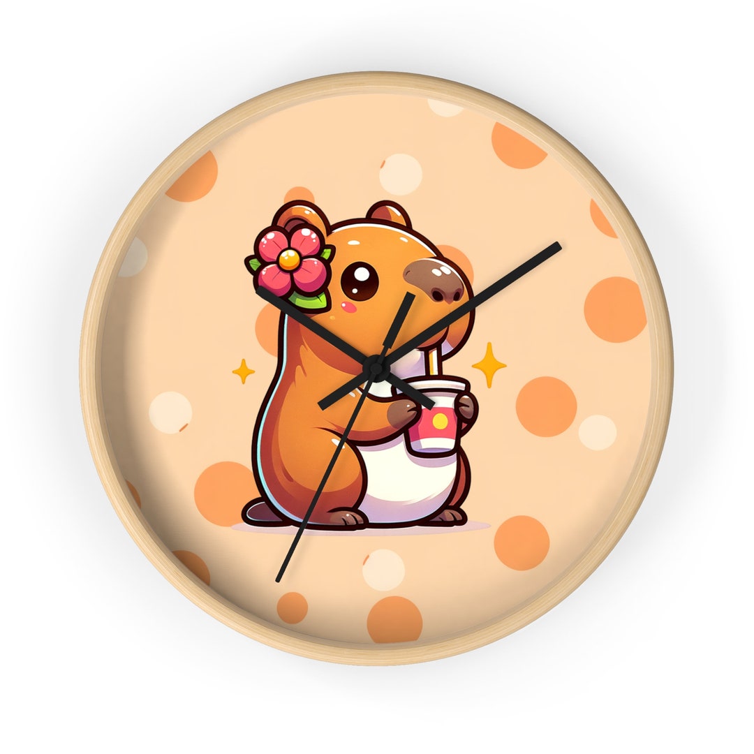 Kawaii Capybara Polka Dot Wall Clock, Cute Home Decor, Anime Aesthetic ...