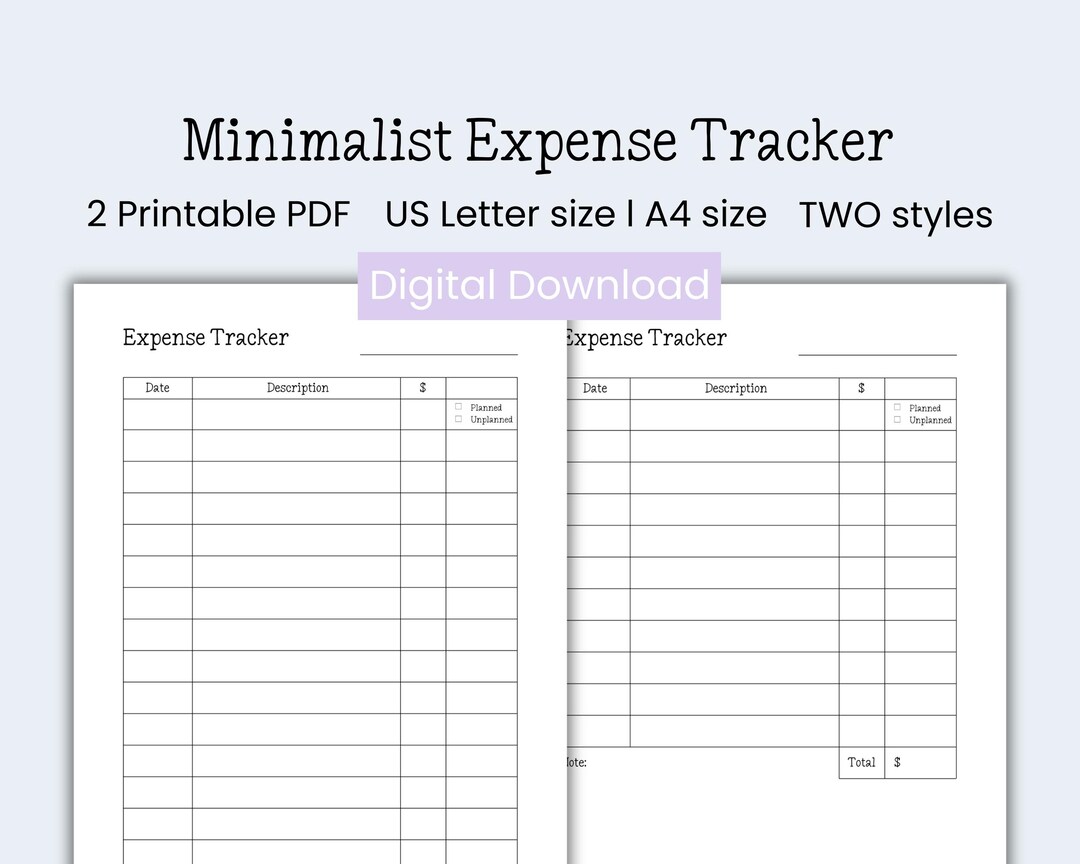 Minimalist Expense Tracker, Printable Spending Tracker, Simple Personal ...