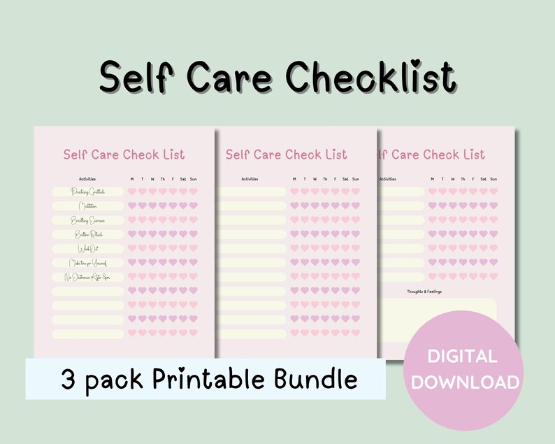 Daily Self Care Checklist Printable, Self Care Activities, Habit ...