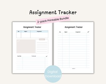 Printable Minimalist Homework Tracker, Academic Student Planner Digital ...