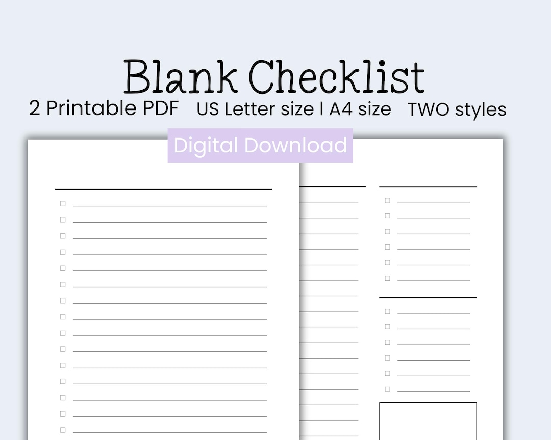 Printable Checklist, Blank Checklist, Minimalist to Do List, Simple ...