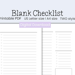 Printable Checklist, Blank Checklist, Minimalist to Do List, Simple ...