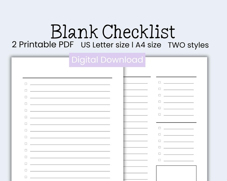 Printable Checklist, Blank Checklist, Minimalist to Do List, Simple ...
