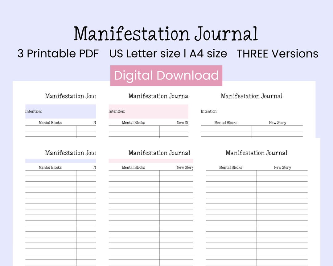 Manifestation Journal Printable, Manifestation Worksheet, Self Care ...