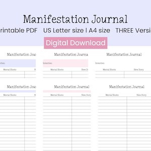 Manifestation Journal Printable, Manifestation Worksheet, Self Care ...