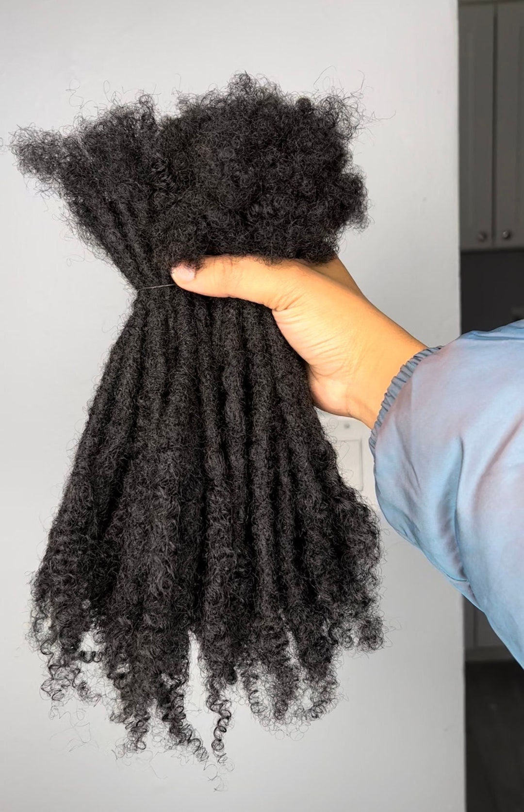 1B Natural Texture Locs Afro Kinky Human Hair Dreadlock Extensions ...