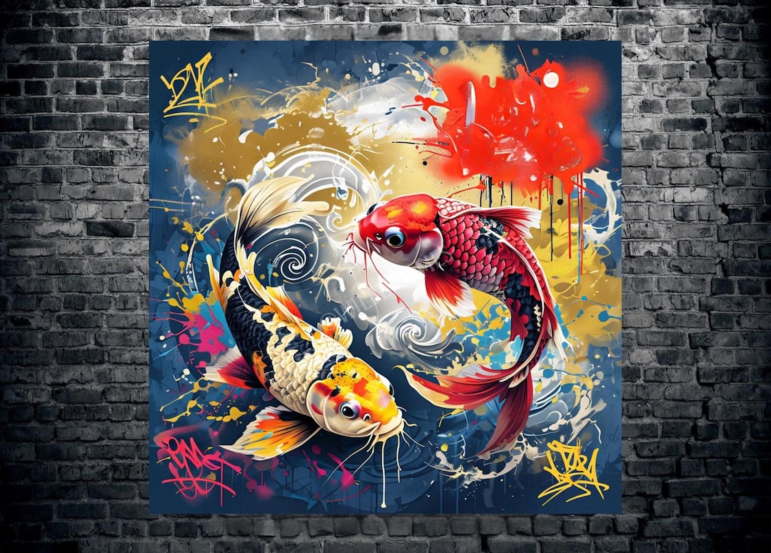 Graffiti Style Japanese Koi Carp Digital Download, Koi Fish Art ...