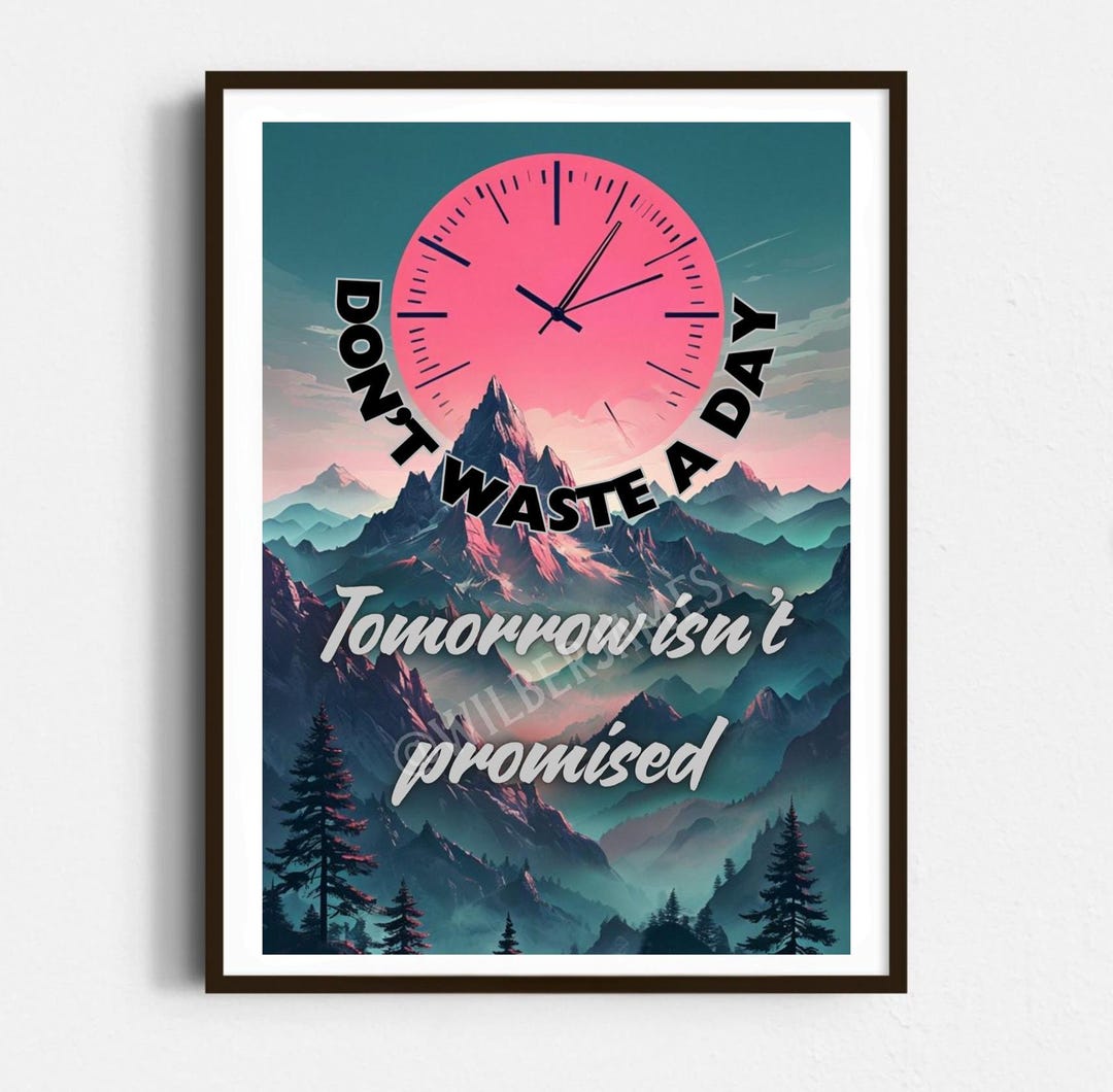 Mountain Sunset Motivational Poster: Seize the Day Decor (instant ...