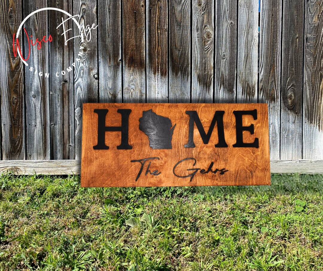 Personalized Custom Home Sign Custom State Sign, Wisconsin Wood Decor ...