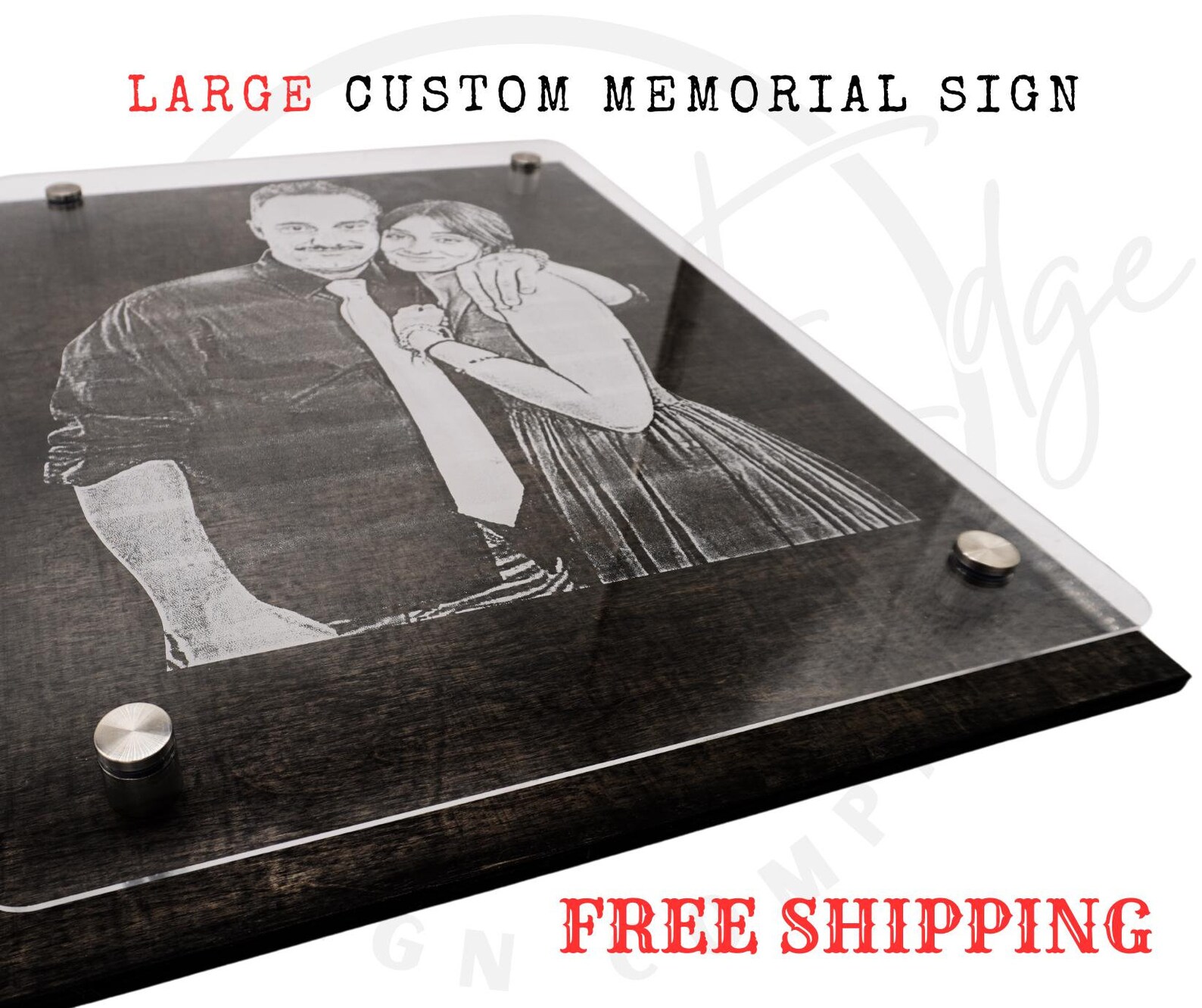 Custom Memorial Etched Sign With Photo Personalized Wood and Acrylic Tribute Laser-etched ...