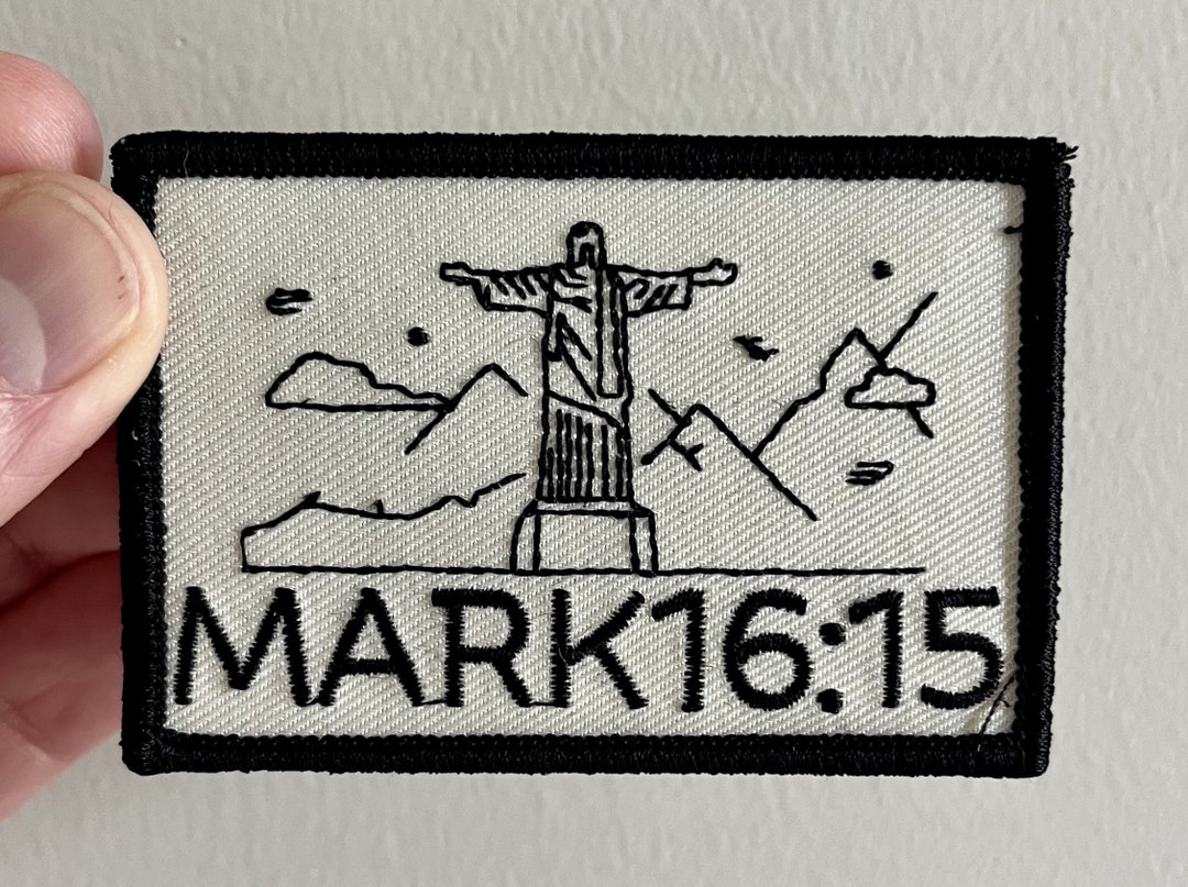 Tactical/morale/shoulder Patch - 3"x2" Hook Backing W/ Bible Verse Mark 16:15 Preach the Gospel ...