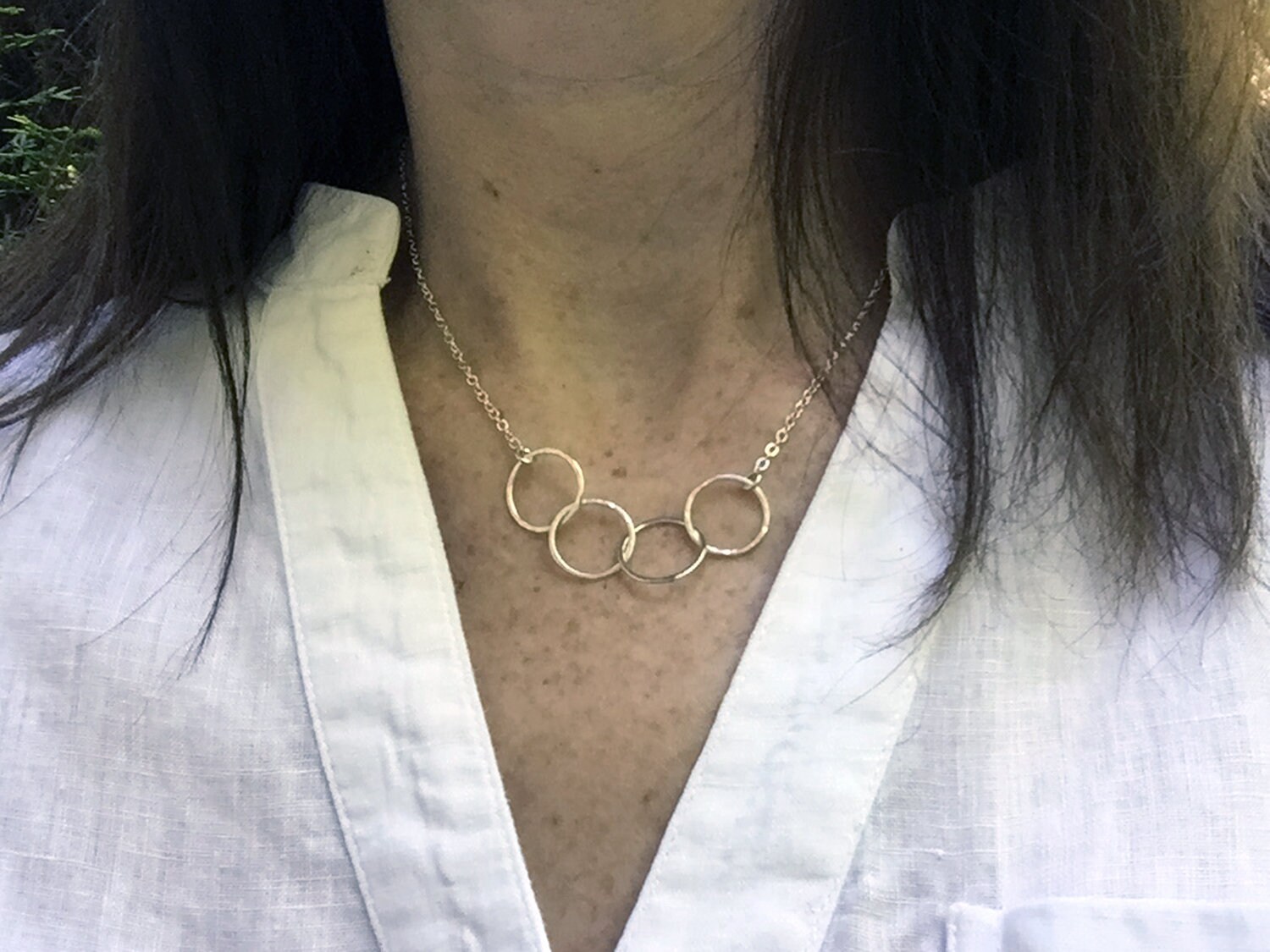 Dainty 4 Circle Necklace Sterling Silver 4 Ring Layering | Etsy