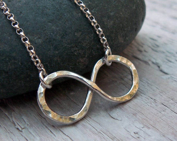 Silver Infinity Necklace Sterling Silver Figure 8 Necklace Hammered ...