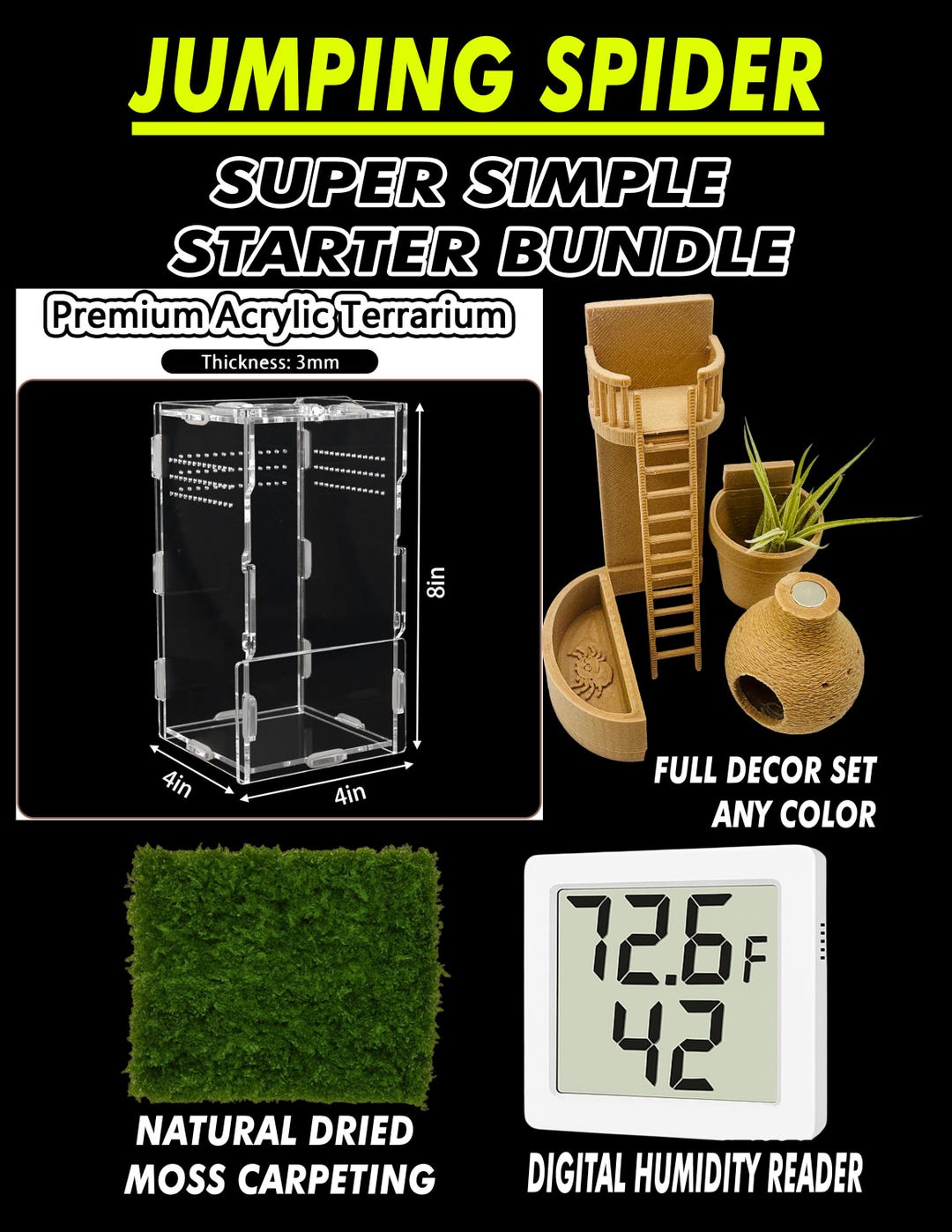 SIMPLE Starter Bundle | Jumping Spiders & Other Tiny Pets| Super Low ...