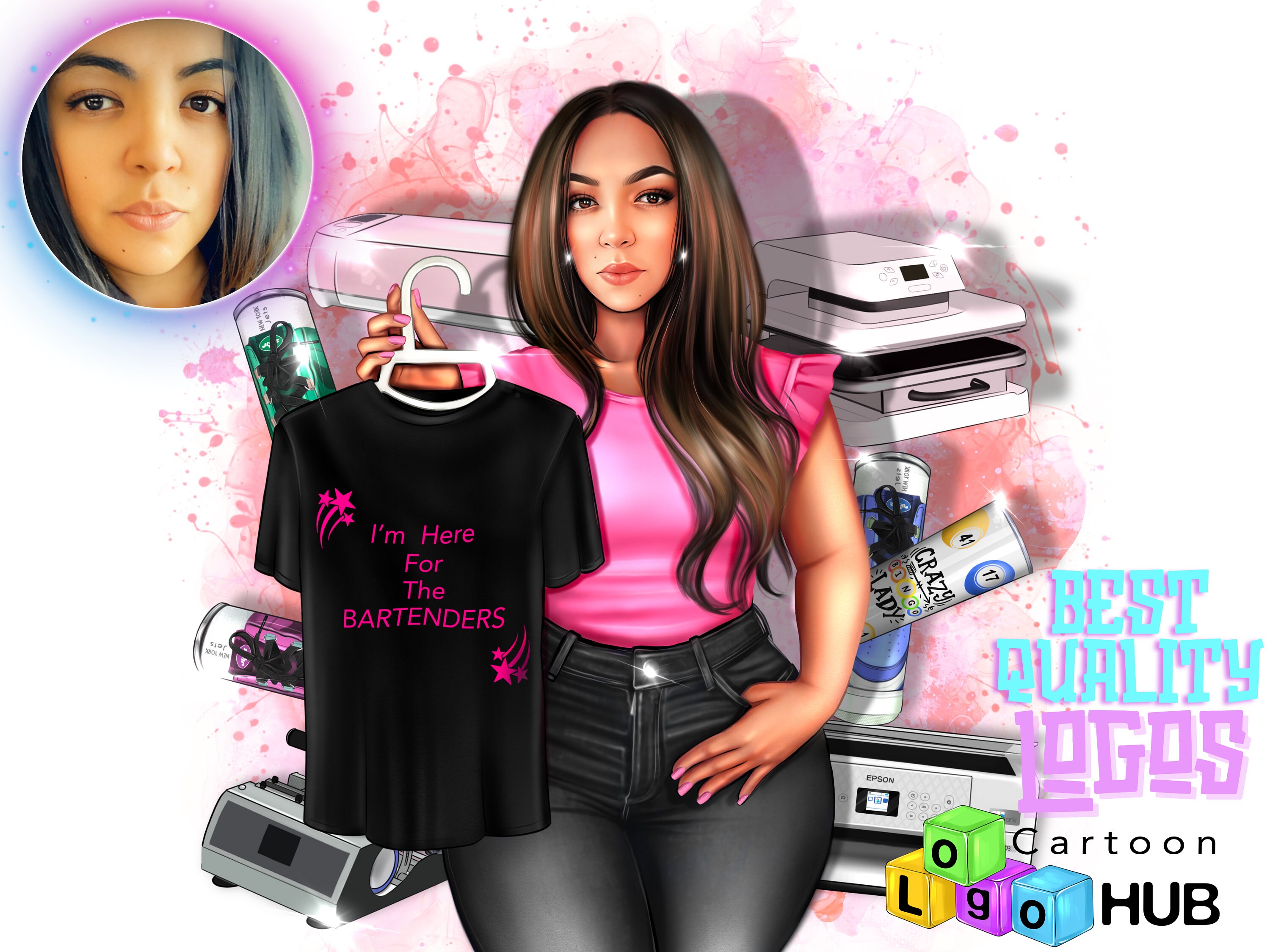 Crafty Girl Logos, Custom Cartoon Logos for Crafters, Cartoon Logo ...