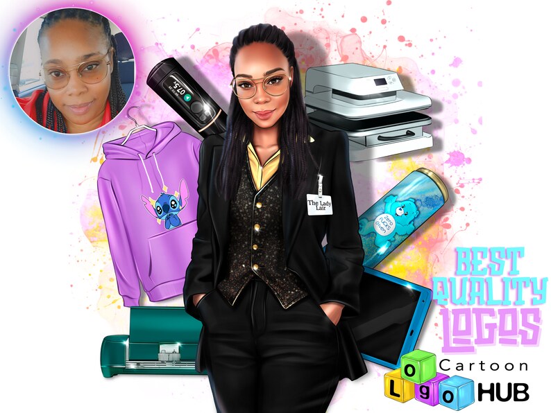 Crafty Girl Logos, Custom Cartoon Logos for Crafters, Cartoon Logo ...