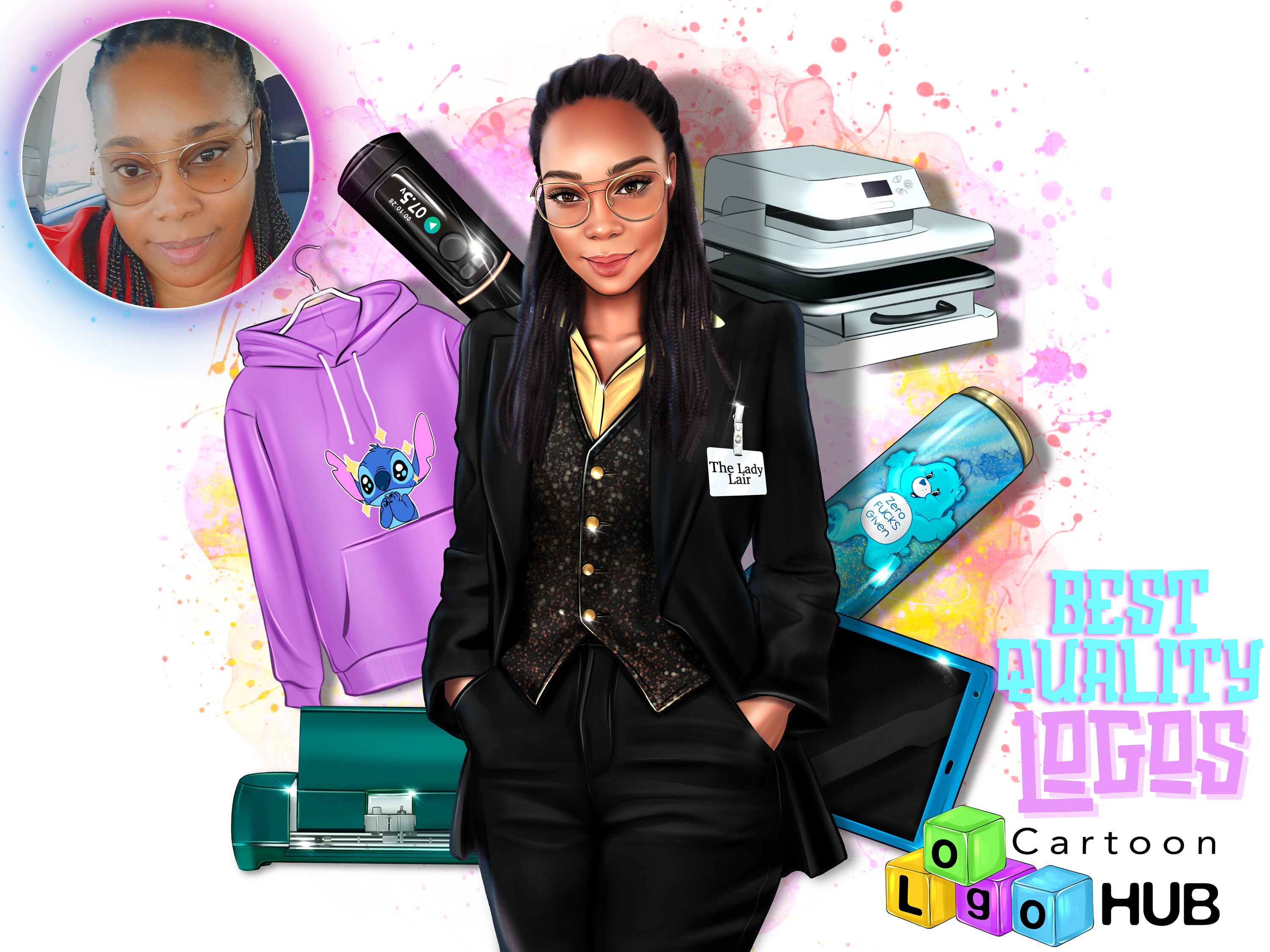 Crafty Girl Logos, Custom Cartoon Logos for Crafters, Cartoon Logo ...