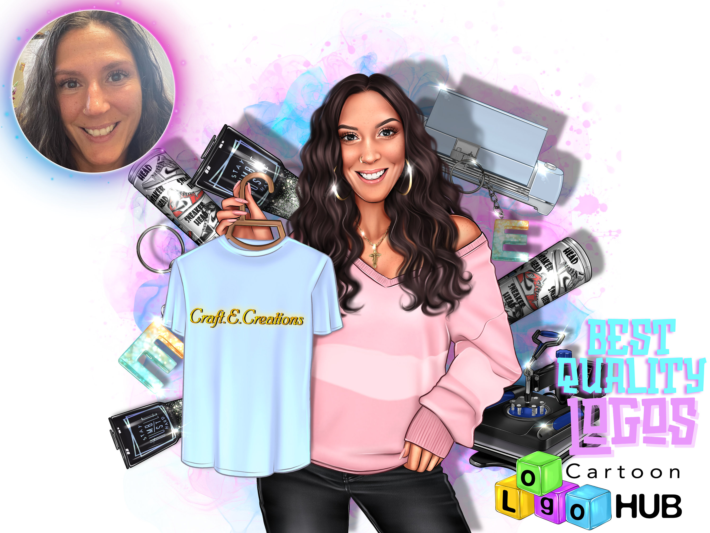 Crafty Girl Logos, Custom Cartoon Logos for Crafters, Cartoon Logo ...