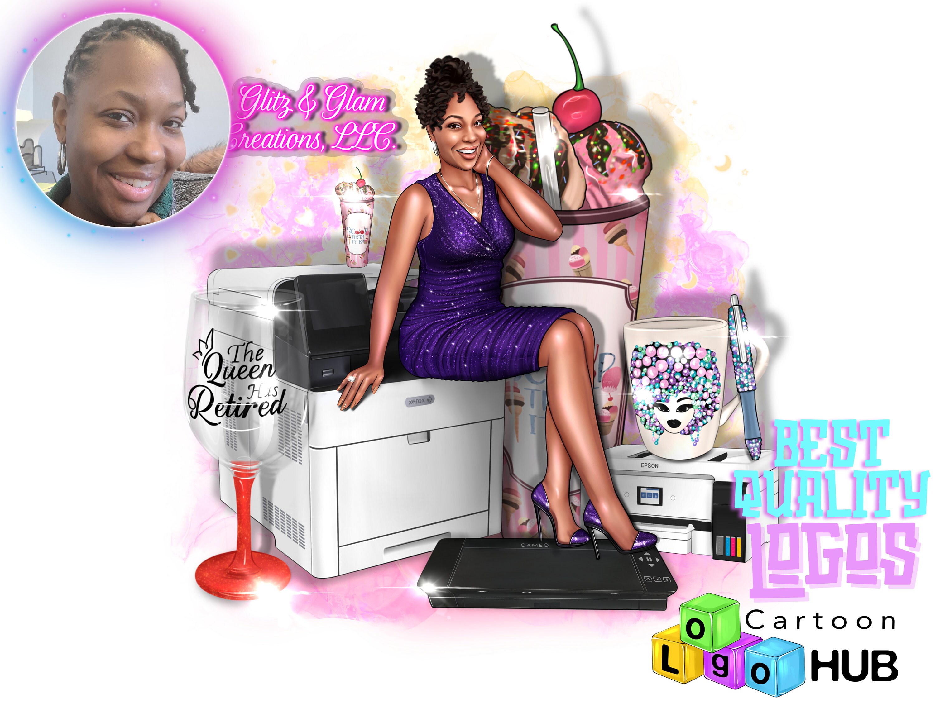 Crafty Girl Logos, Custom Cartoon Logos for Crafters, Cartoon Logo ...