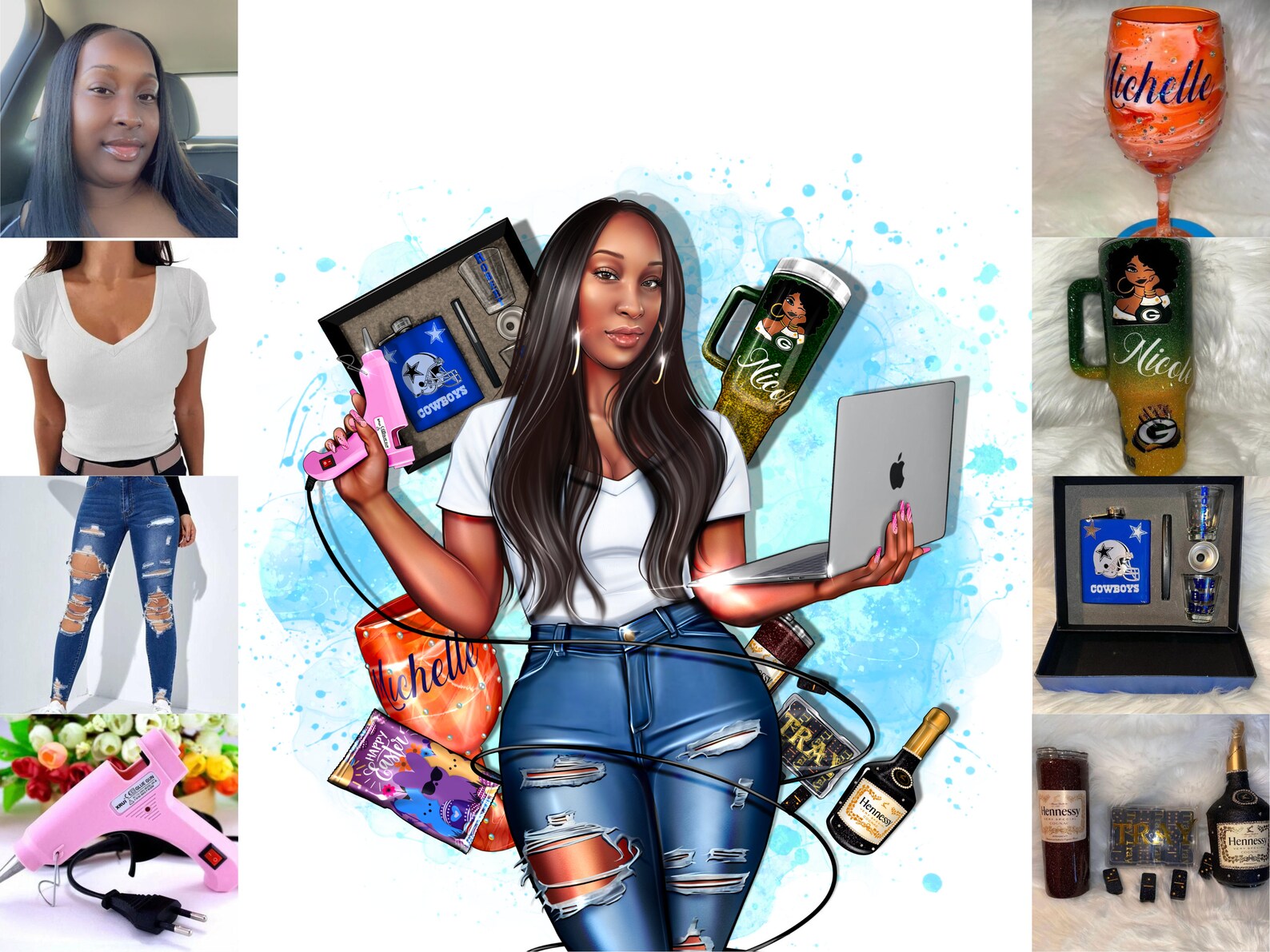 Crafty Girl Logos, Custom Cartoon Logos for Crafters, Cartoon Logo ...