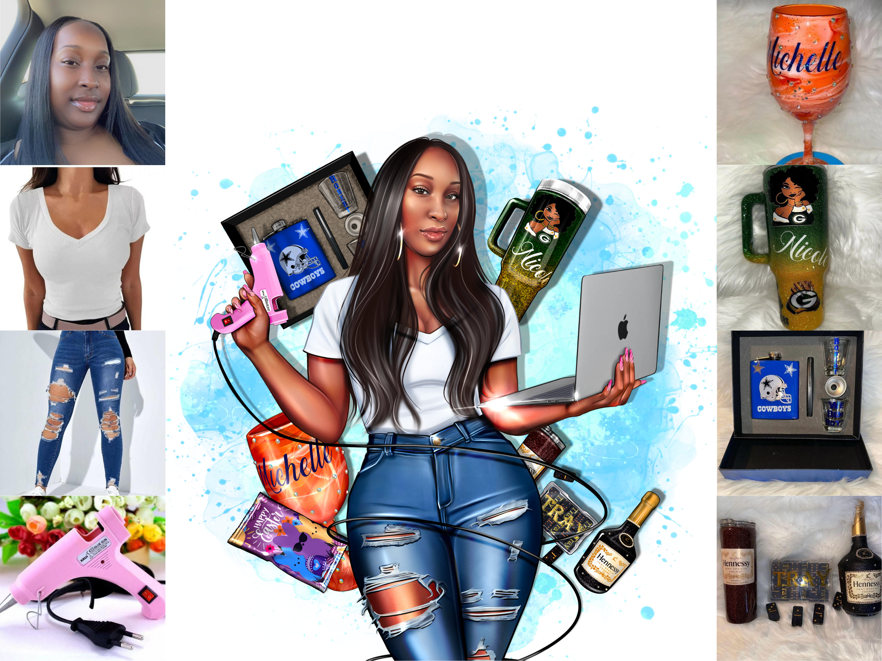 Crafty Girl Logos, Custom Cartoon Logos for Crafters, Cartoon Logo ...