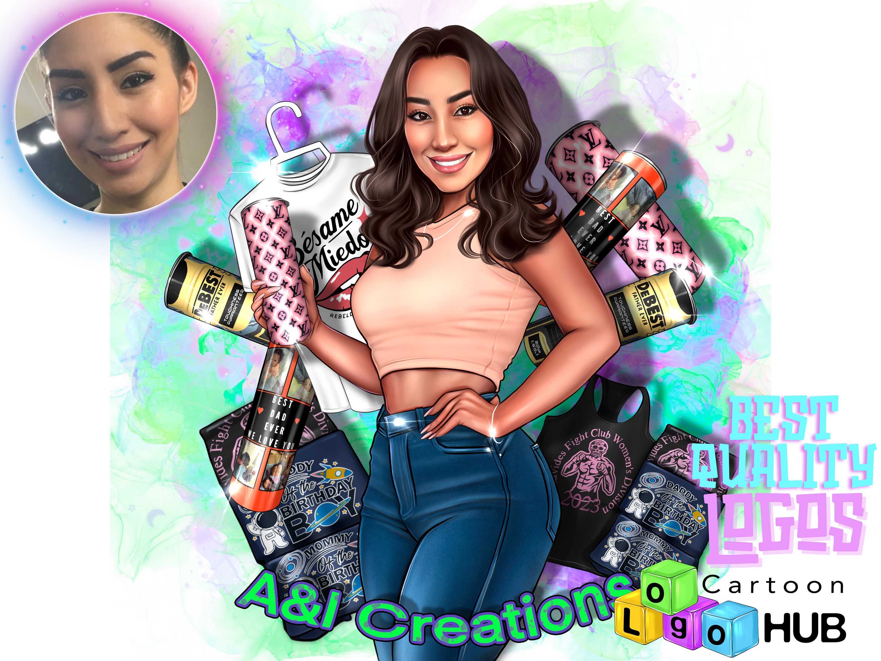 Crafty Girl Logos, Custom Cartoon Logos for Crafters, Cartoon Logo ...