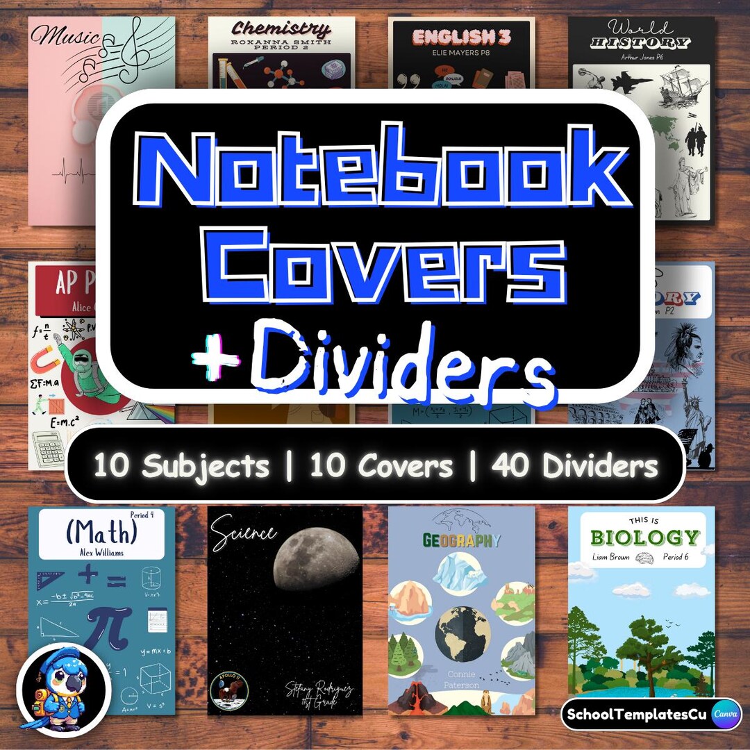 Printable Notebook Covers – A4 & Letter Size, School Subject Dividers ...