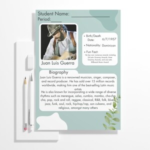 Digital Aesthetic Biography Template - A4 Printable Personality ...