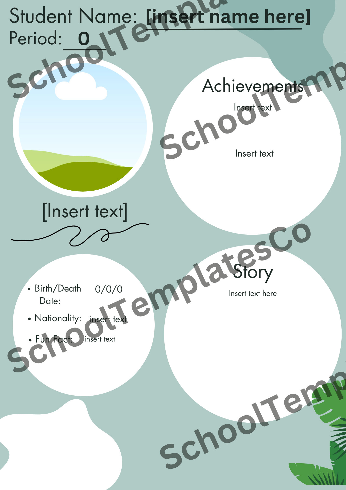 Digital Aesthetic Biography Template A4 Printable Personality ...