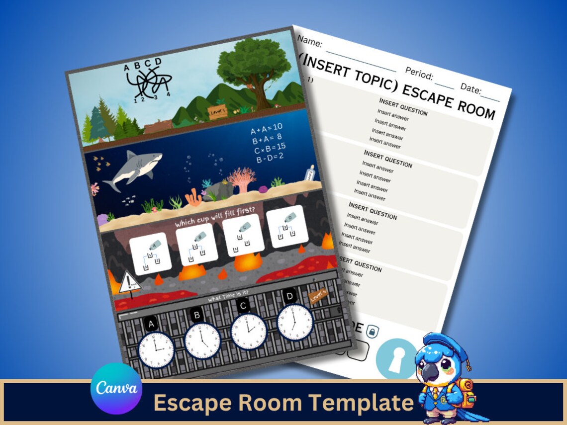 Digital Escape Room Worksheet A4 Printable Interactive Assignment Multiple Choice Questions ...