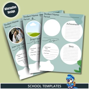 Digital Aesthetic Biography Template - A4 Printable Personality ...