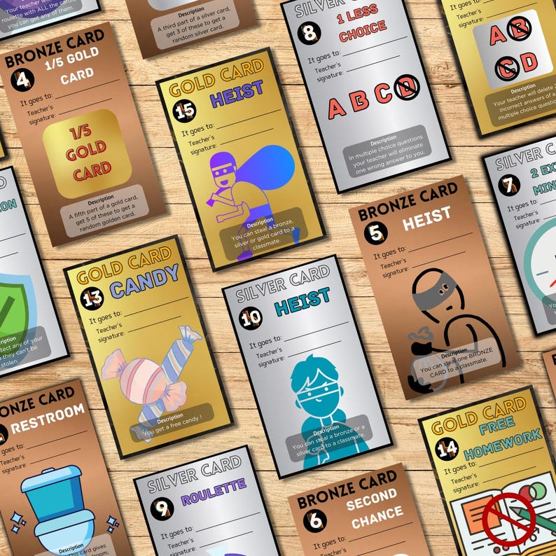 Printable Classroom Reward Cards: Editable Game Flashcards (canva ...